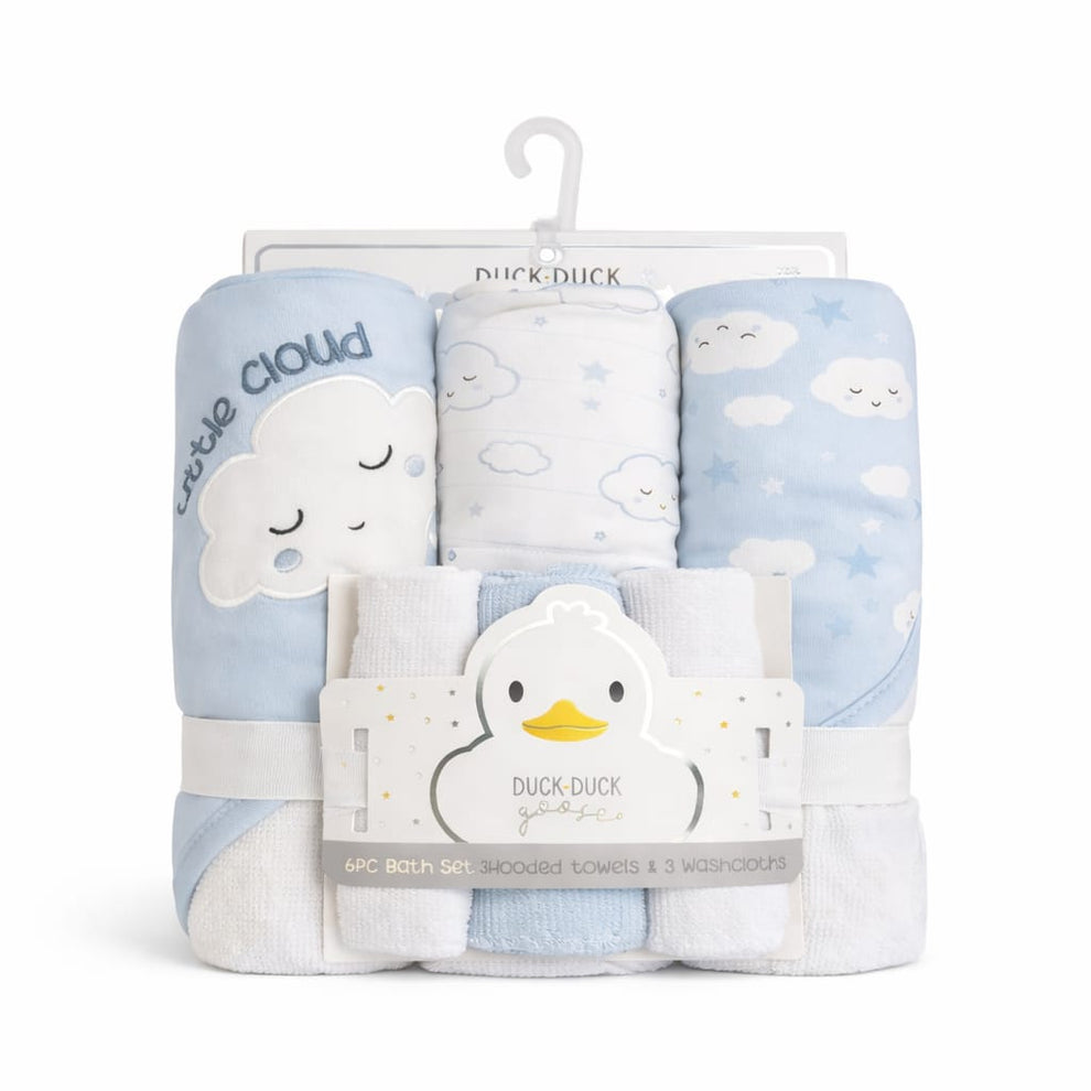Happy Cloud 6-Piece Hooded Towel & Washcloth Set – Super Soft Terry ...